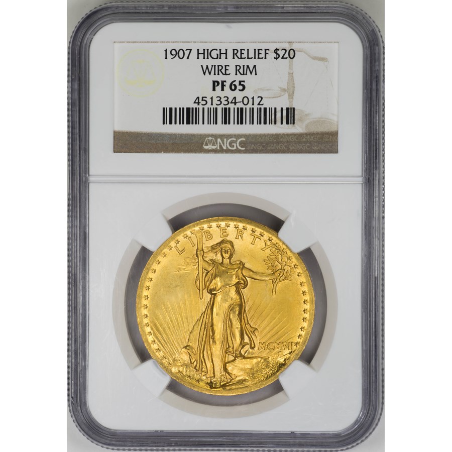 Buy 1907 $20 St Gaudens Gold High Relief Wire Rim PF-65 NGC | APMEX