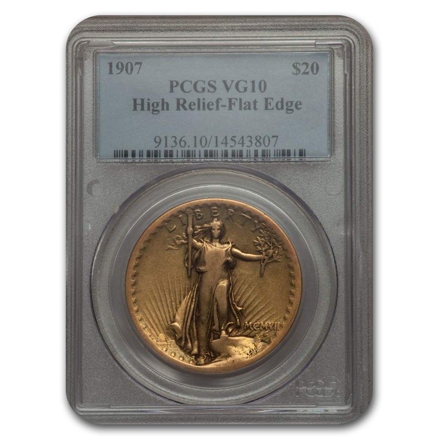 Buy 1907 $20 St Gaudens High Relief Flat Edge VG-10 PCGS | APMEX