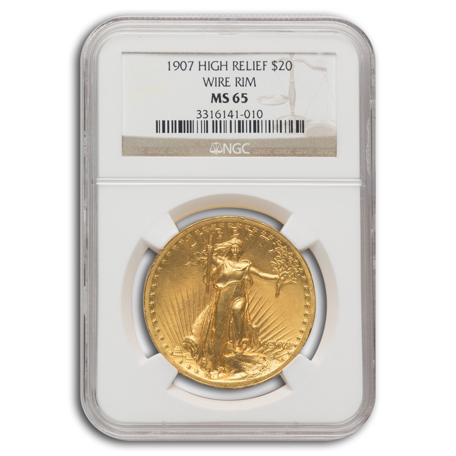 Buy 1907 $20 St Gaudens High Relief Wire Rim MS-65 NGC | APMEX