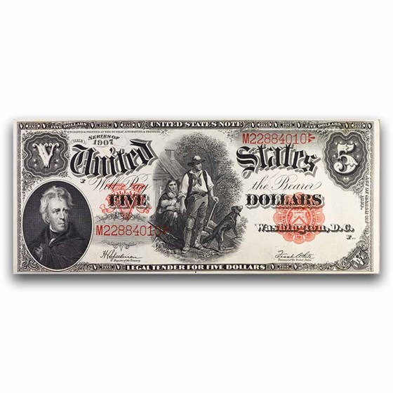 1907 $5 Legal Tender Woodchopper VF (Fr#91) PCBLIC