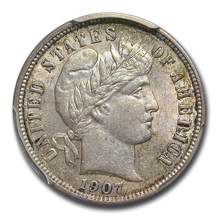 1907 Barber Dime AU-58 PCGS