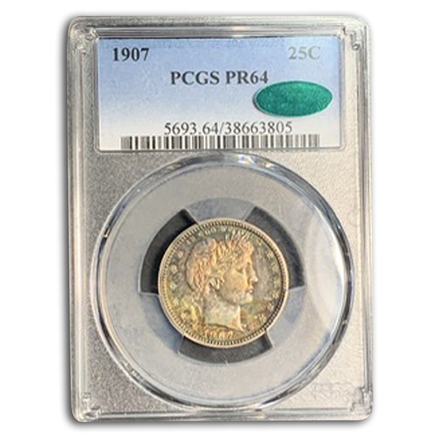 Buy 1907 Barber Quarter PR-64 PCGS CAC | APMEX
