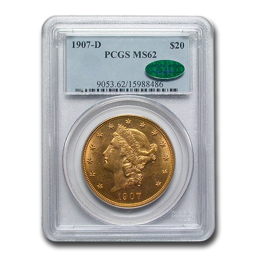 Buy 1907-D $20 Liberty Gold Double Eagle MS-62 PCGS CAC | APMEX
