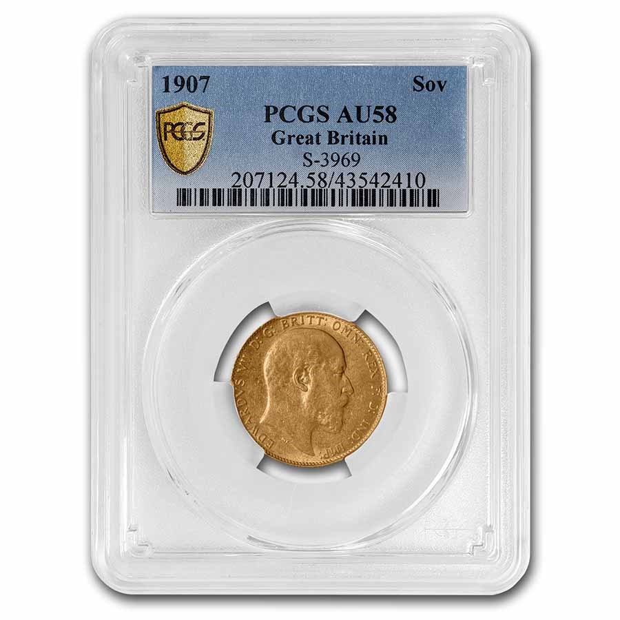 Buy 1907 Great Britain Gold Sovereign Edward VII AU-58 PCGS | APMEX
