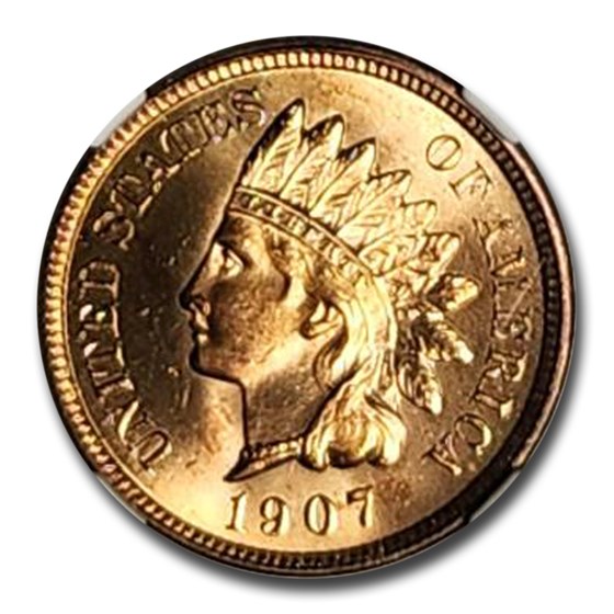 1907 Indian Head Cent MS-65+ NGC (Red, CAC)