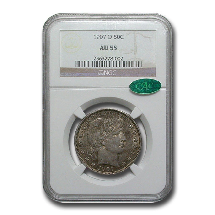 Buy 1907-O Barber Half Dollar AU-55 NGC CAC | APMEX
