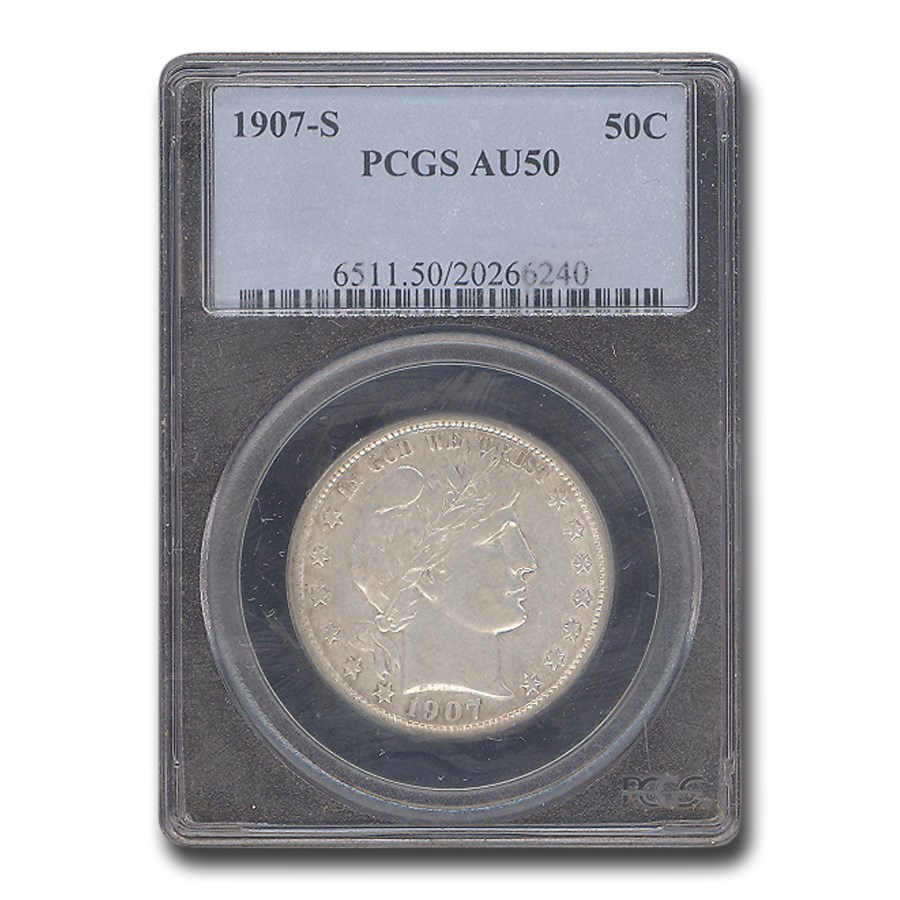 1907-S Barber Half Dollar AU-50 PCGS