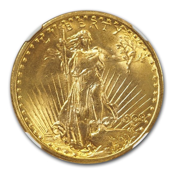 Buy 1908 $20 St Gaudens Gold Dbl Eagle MS-64+ NGC CAC (No Motto) | APMEX