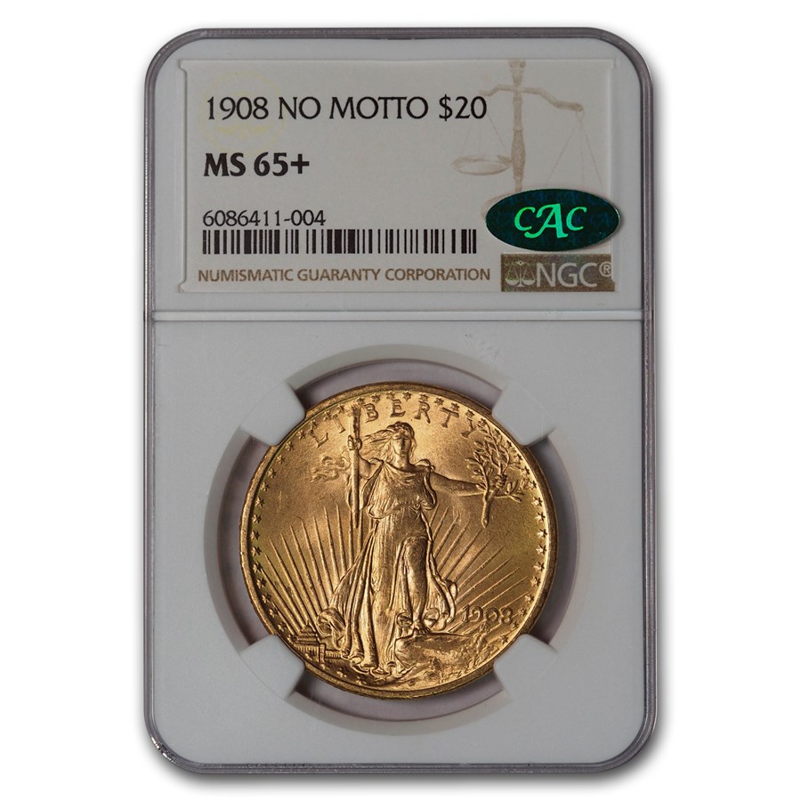 Buy 1908 $20 St Gaudens Gold Dbl Eagle MS-65+ NGC CAC (No Motto) | APMEX
