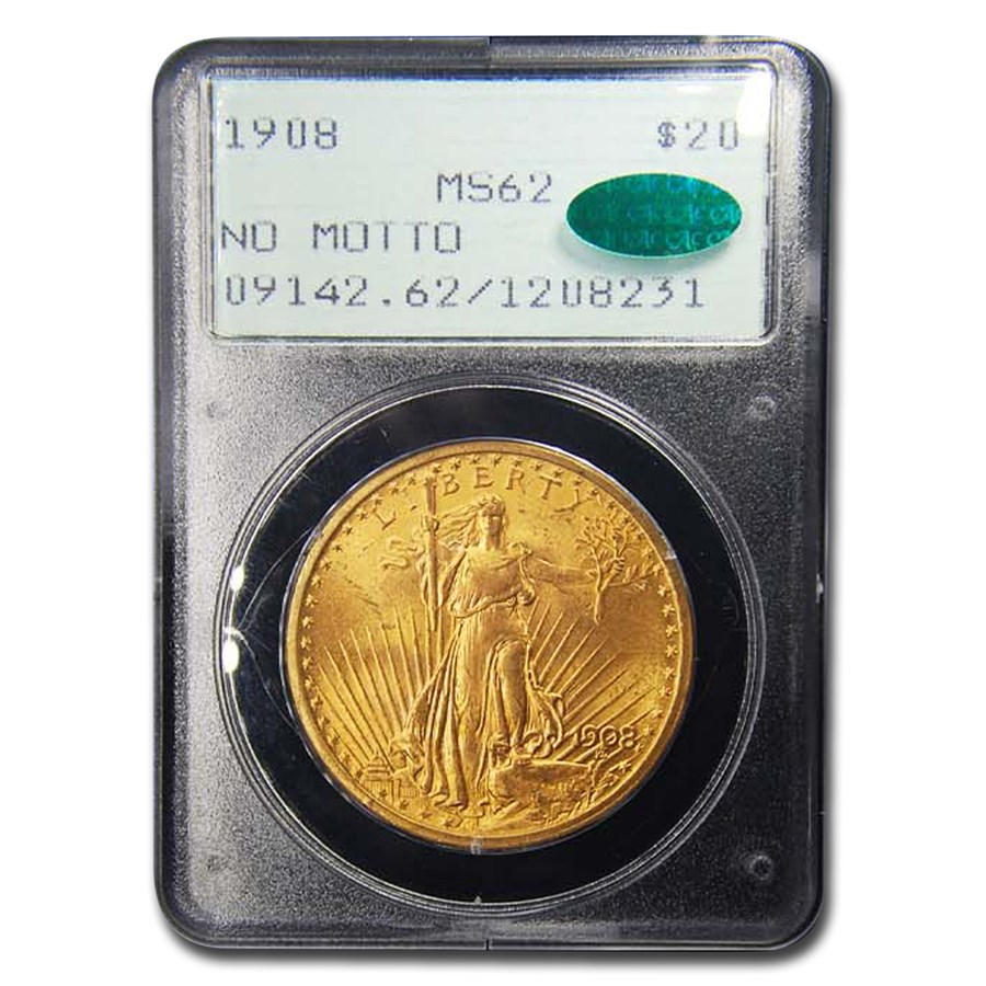 Buy 1908 $20 St Gaudens Gold Double Eagle MS-62 PCGS CAC (Rattler) | APMEX
