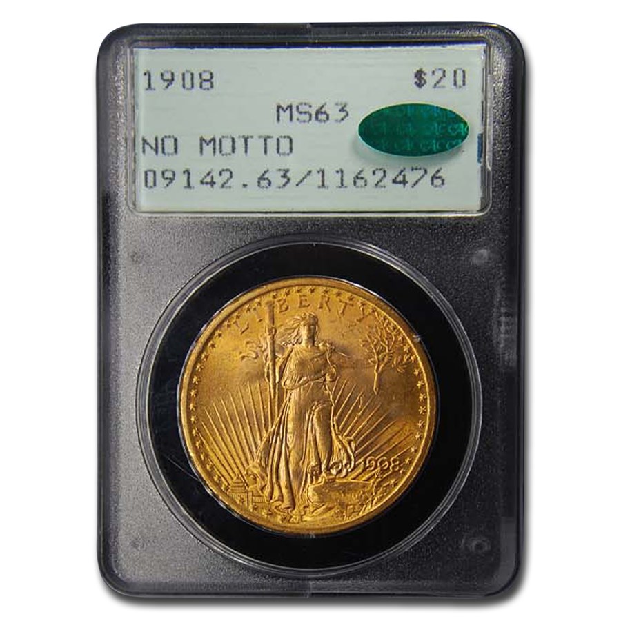 Buy 1908 $20 St Gaudens Gold Double Eagle MS-63 PCGS CAC (Rattler) | APMEX