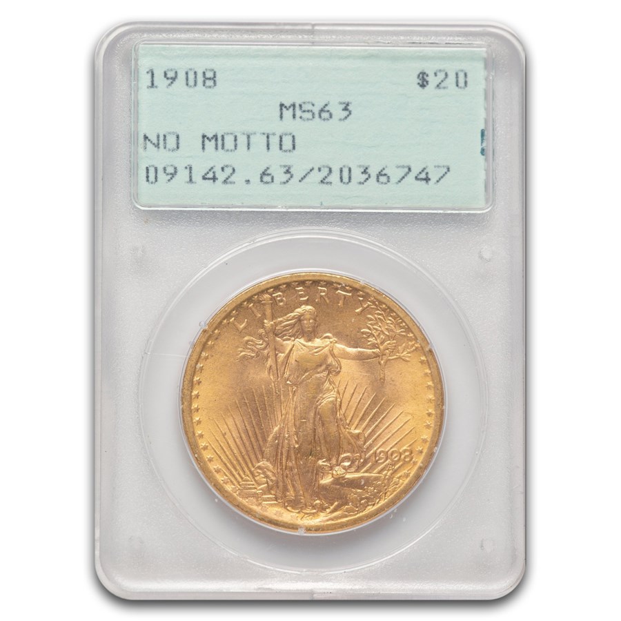 Buy 1908 $20 St Gaudens Gold Double Eagle MS-63 PCGS (NM, Rattler) | APMEX