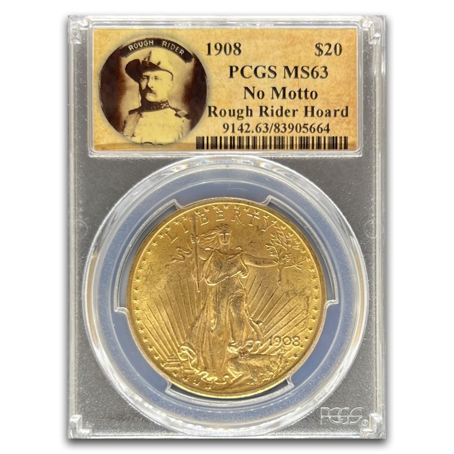 Buy 1908 $20 St Gaudens Gold No Motto MS-63 PCGS (Rough Rider) | APMEX