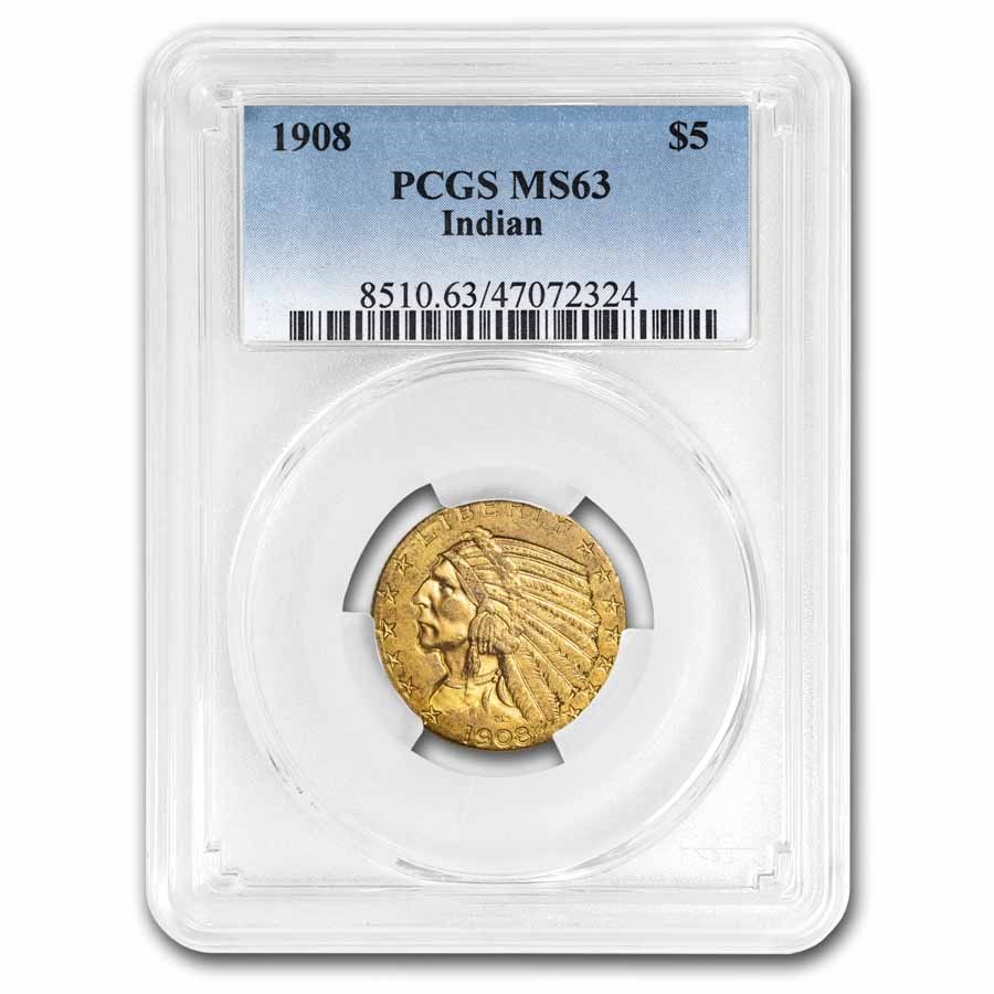 Buy 1908 $5 Indian Gold Half Eagle MS-63 PCGS | APMEX