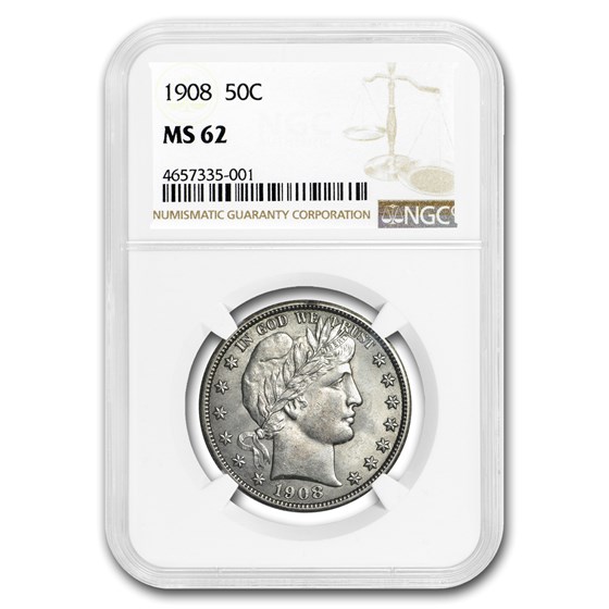 Buy 1908 Barber Half Dollar MS-62 NGC | APMEX