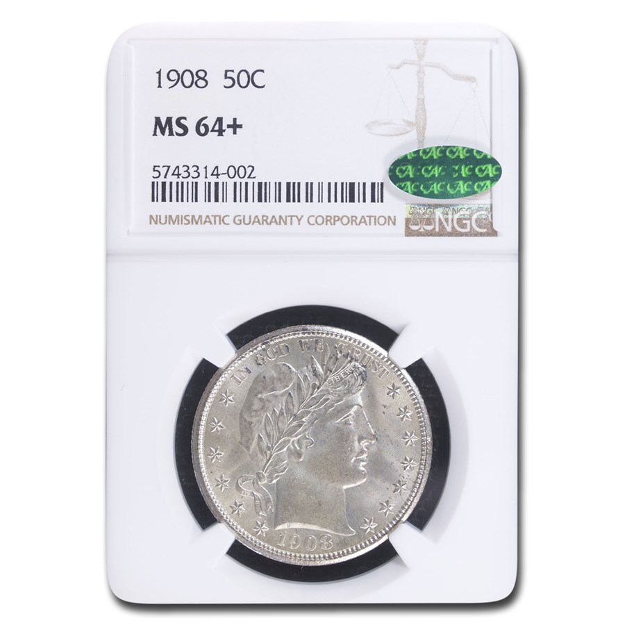 Buy 1908 Barber Half Dollar MS-64+ NGC | APMEX