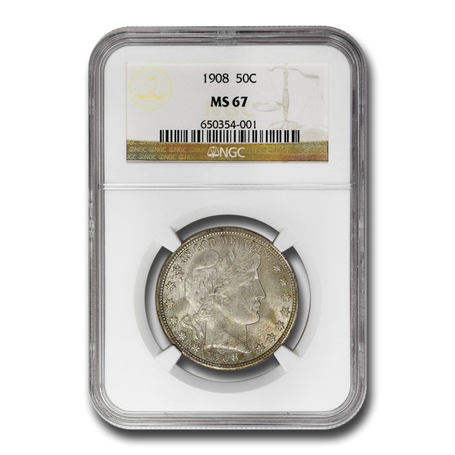 Buy 1908 Barber Half Dollar MS-67 NGC | APMEX