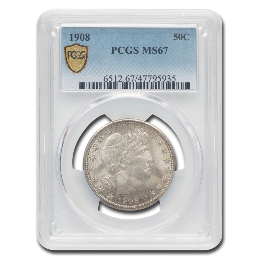 1908 Barber Half Dollar MS-67 PCGS