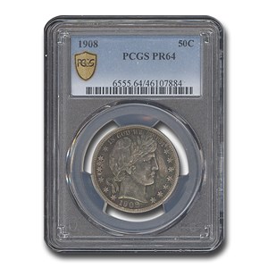 Buy 1908 Barber Half Dollar PR-64 PCGS | APMEX