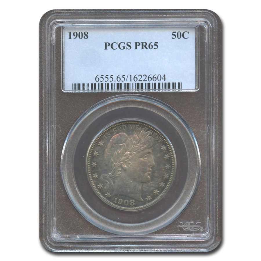 Buy 1908 Barber Half Dollar PR-65 PCGS | APMEX