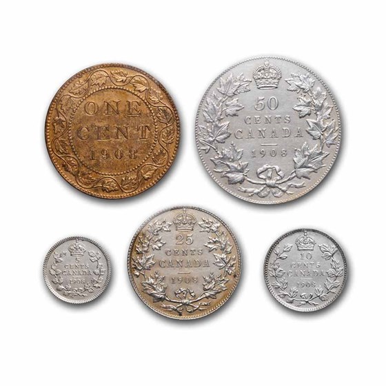 Buy 1908 Canada 5-Coin Specimen Set ICCS (w/ Original Box) | APMEX