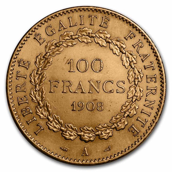 Buy 1908 France Gold 100 Franc Angel AU | APMEX