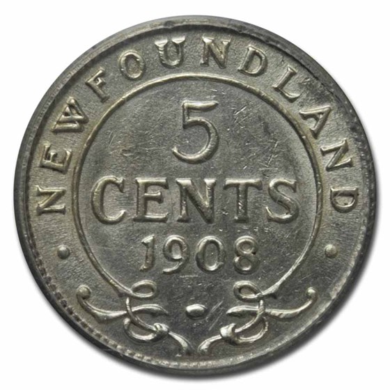 Buy 1908 Newfoundland Silver 5 Cents Edward VII AU-58 PCGS | APMEX