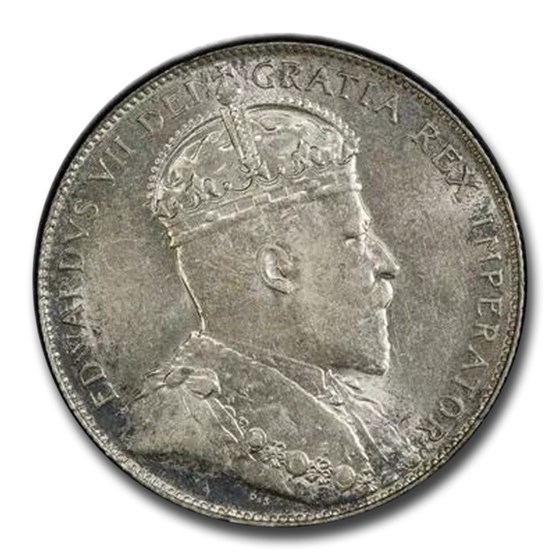 1908 Newfoundland Silver 50 Cents Edward VII AU-58 PCGS