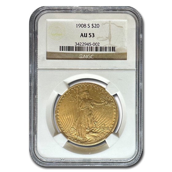 Buy 1908-S $20 St Gaudens Gold Double Eagle AU-53 NGC | APMEX