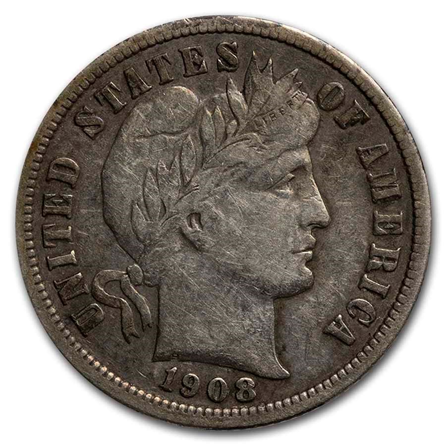 Buy 1908-S Barber Dime VF | APMEX