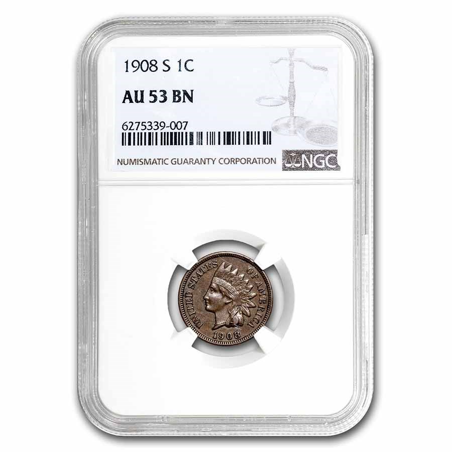 Buy 1908-S Indian Head Cent AU-53 NGC (Brown) | APMEX