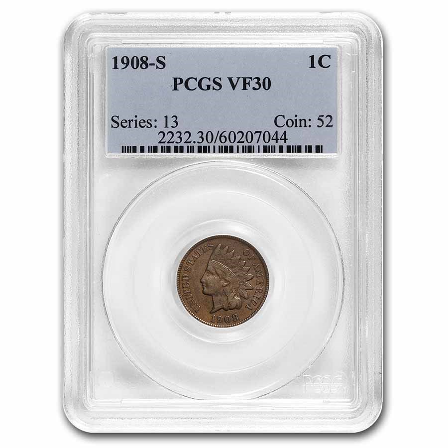 Buy 1908-S Indian Head Cent VF-30 PCGS | APMEX