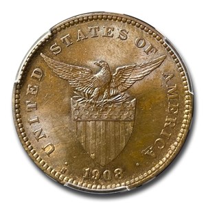 1908-S Philippines Centavo MS-64 PCGS (Brown)