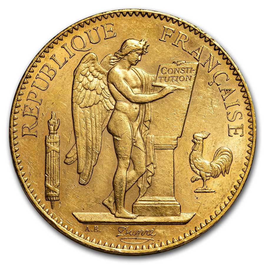 1909-A France Gold 100 Francs Lucky Angel BU