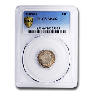 Buy 1909-D Barber Dime MS-66 PCGS | APMEX