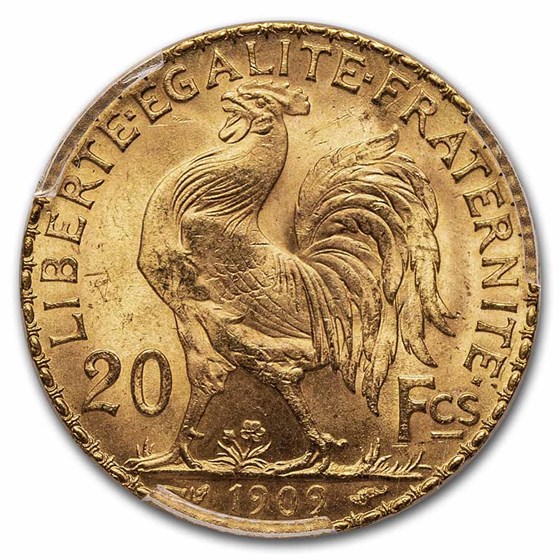 Buy 1909 France Gold 20 Francs Rooster MS-66 PCGS | APMEX