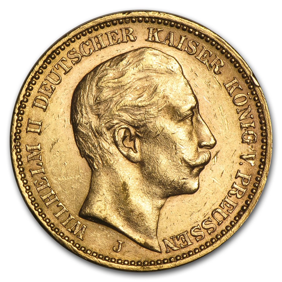 Buy 1909-J Germany Gold 20 Marks Prussia Wilhelm II BU | APMEX