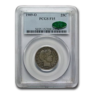 1909-O Barber Quarter Fine-15 PCGS CAC
