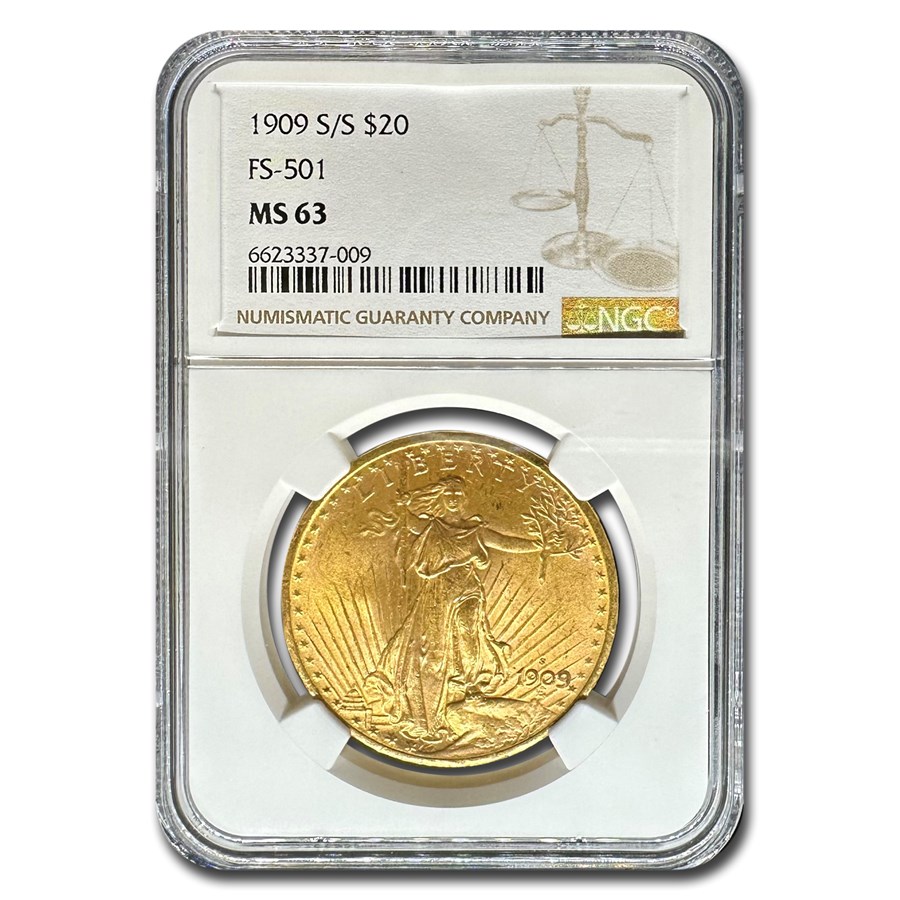 Buy 1909-S S/S $20 St Gaudens Gold Double Eagle MS-63 NGC (FS-501) | APMEX