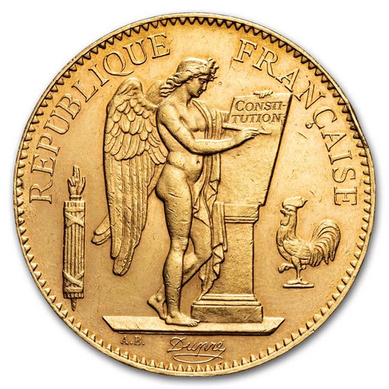 Buy 1910-A France Gold 100 Francs Lucky Angel BU | APMEX