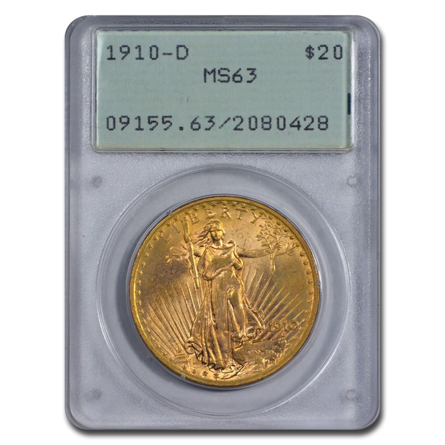 Buy 1910-D $20 St Gaudens Gold Double Eagle MS-63 PCGS (Rattler) | APMEX