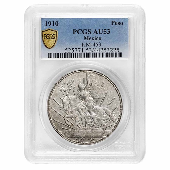 Buy 1910 Mexican Silver Peso Caballito AU-53 PCGS | APMEX