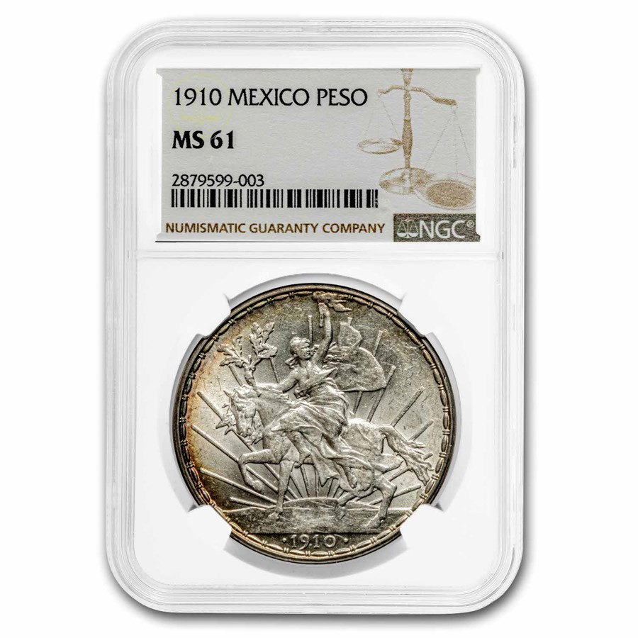 Buy 1910 Mexico Silver Peso Caballito MS-61 NGC | APMEX