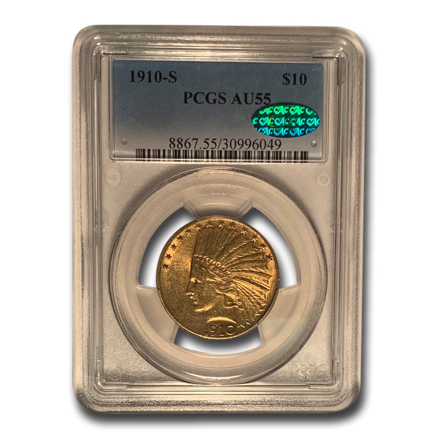 Buy 1910-S $10 Indian Gold Eagle AU-55 PCGS CAC | APMEX