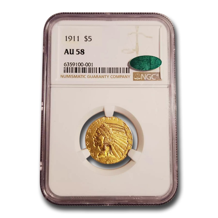 Buy 1911 $5 Indian Gold Half Eagle AU-58 NGC CAC | APMEX