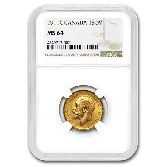 Buy 1911-C Canada Gold Sovereign George V MS-64 NGC | APMEX