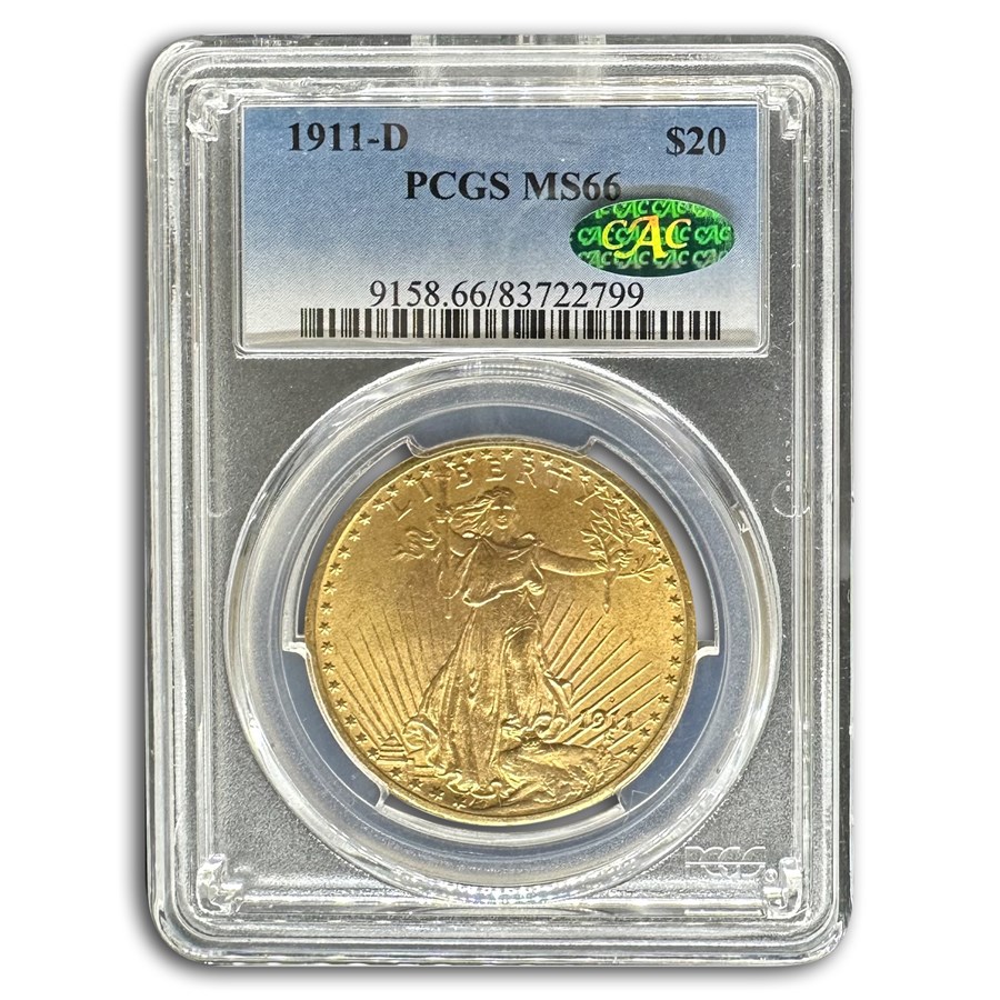 Buy 1911-D $20 St Gaudens Gold Double Eagle MS-66 PCGS CAC | APMEX