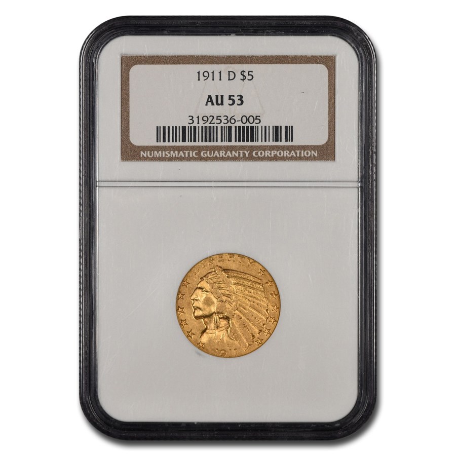 Buy 1911-D $5 Indian Gold Half Eagle AU-53 NGC | APMEX