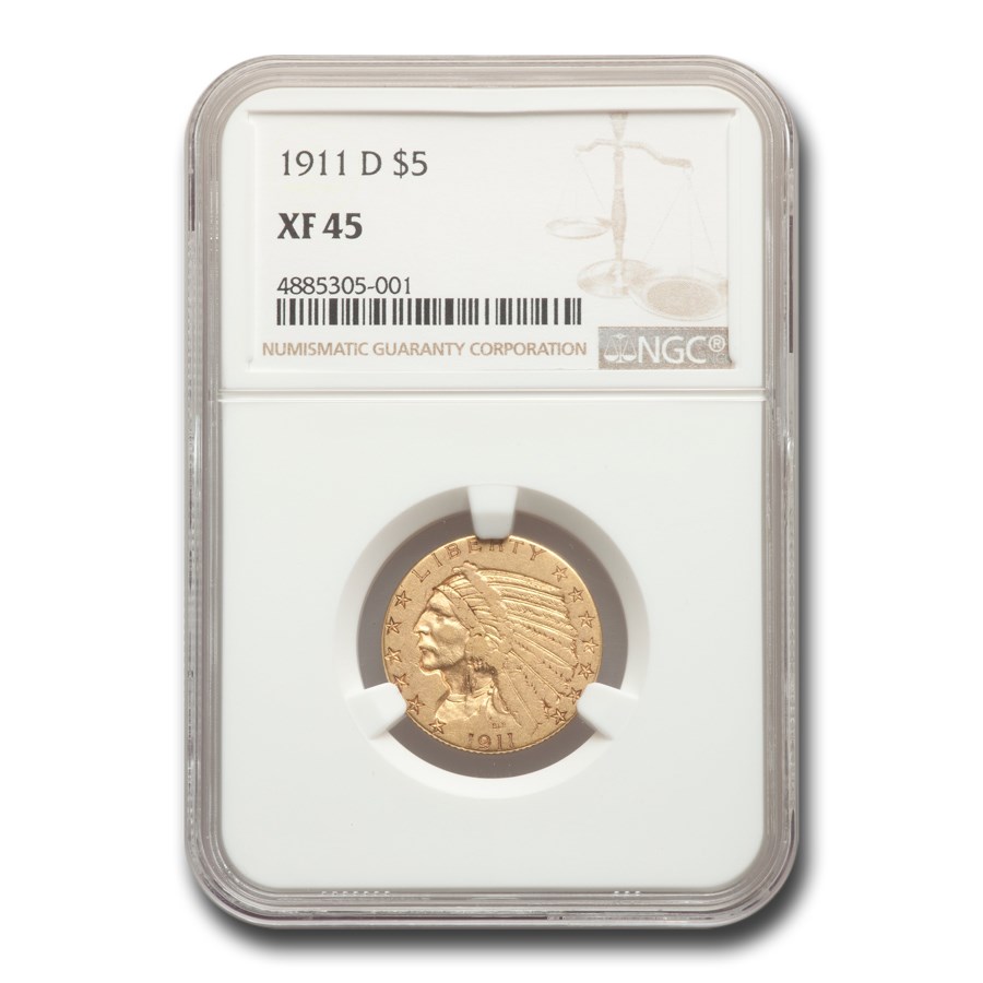 Buy 1911-D $5 Indian Gold Half Eagle XF-45 NGC | APMEX