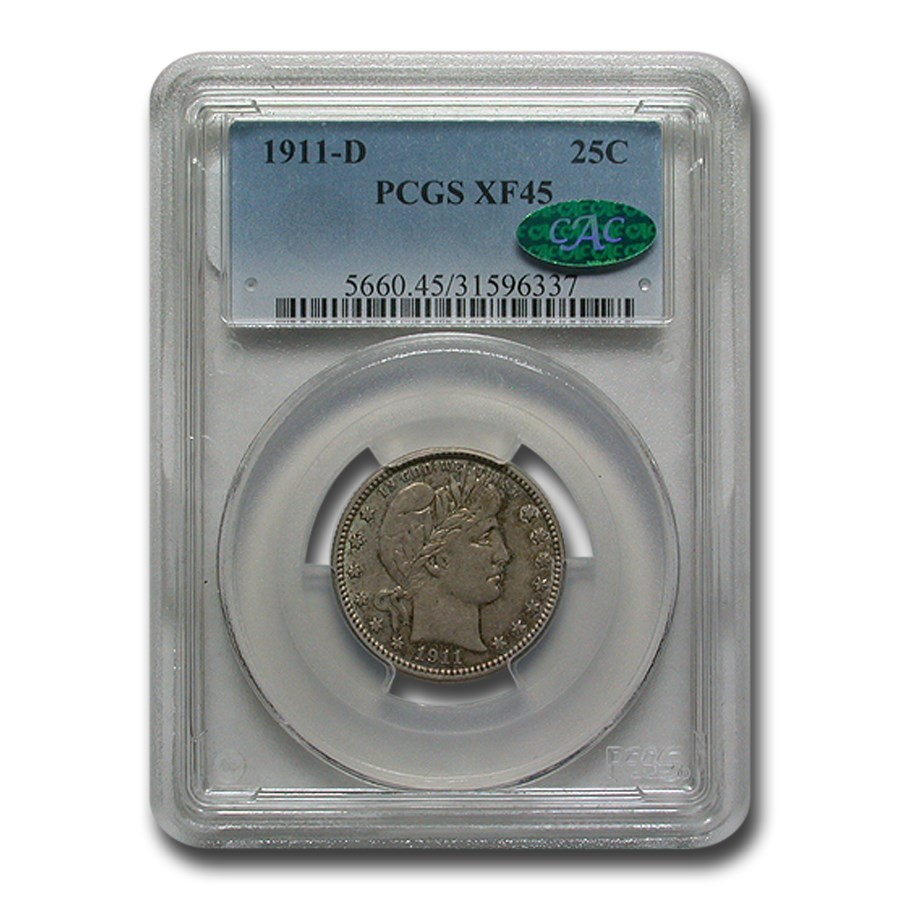 Buy 1911-D Barber Quarter XF-45 PCGS CAC | APMEX
